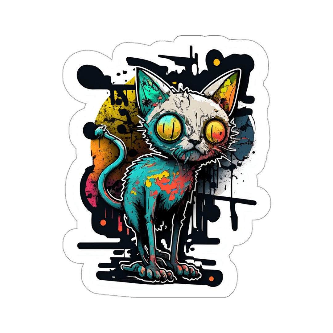 Zombie Kitty Cat #12, Frisky Cat, Spooky, Creepy, Colorful Graffiti ...