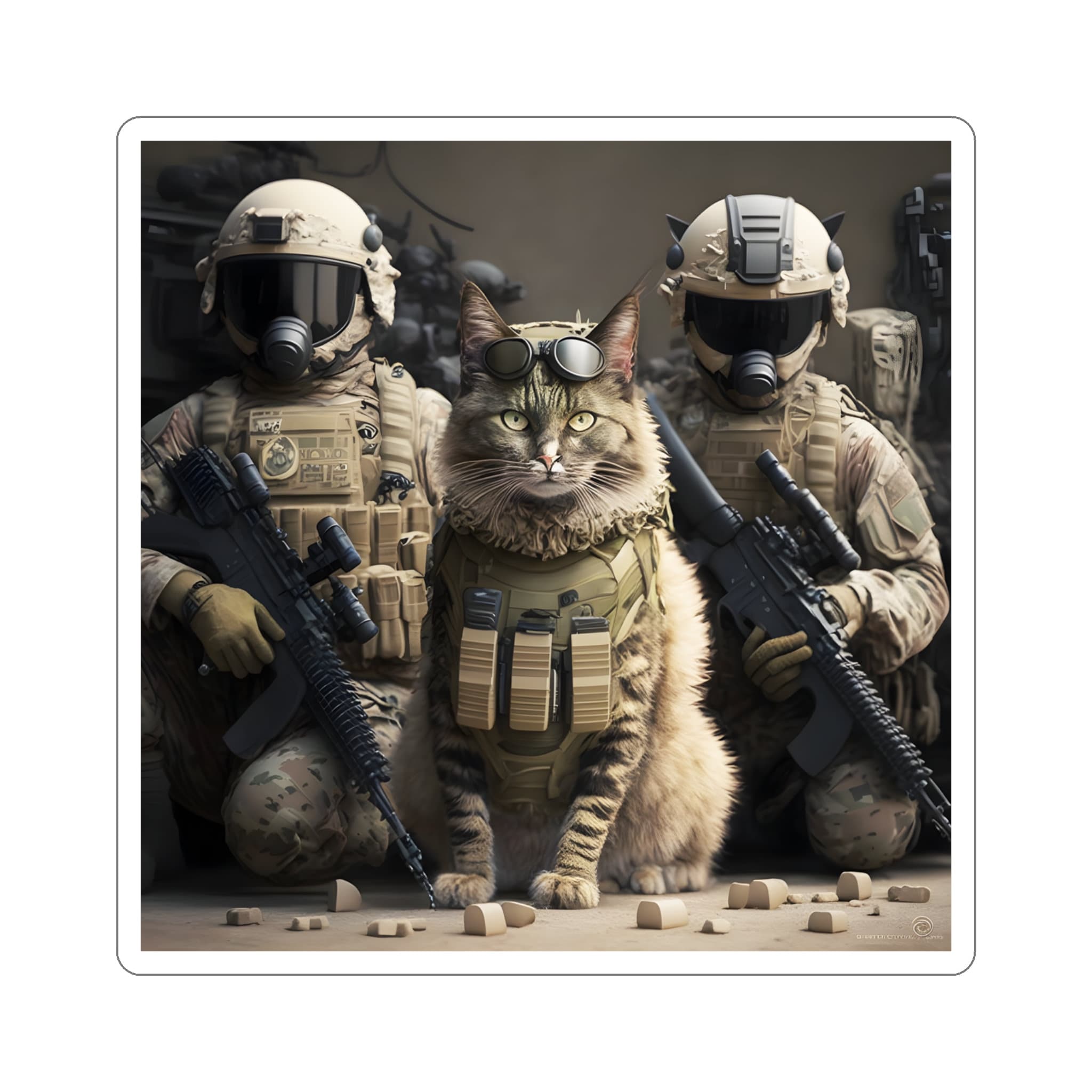 Feline Soldier in Uniform Sticker, HQ1S, Military Cat, Gift for Cat ...