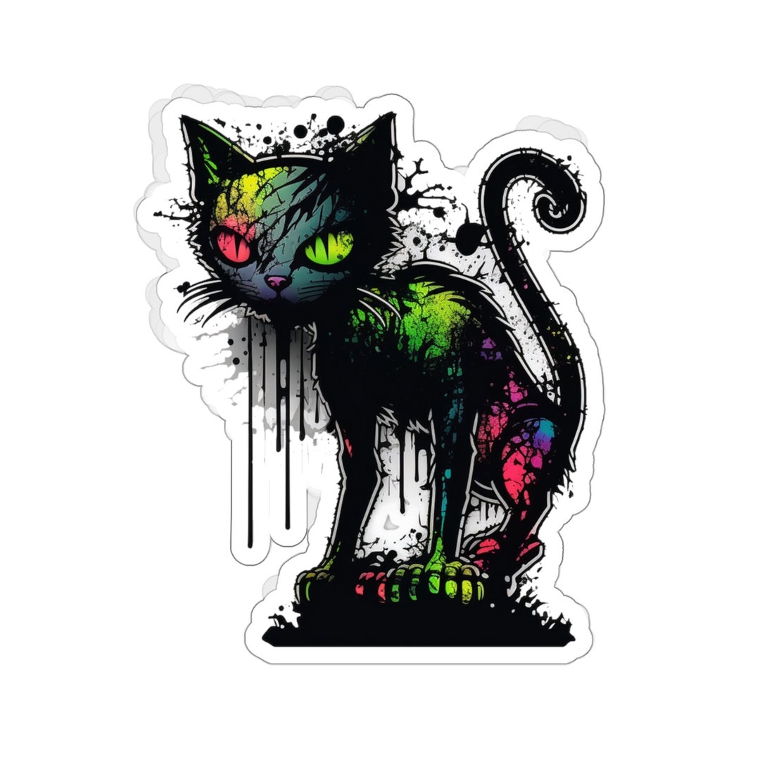 Zombie Kitty Cat #5, Frisky Cat, Spooky, Creepy, Colorful Graffiti, Fun ...