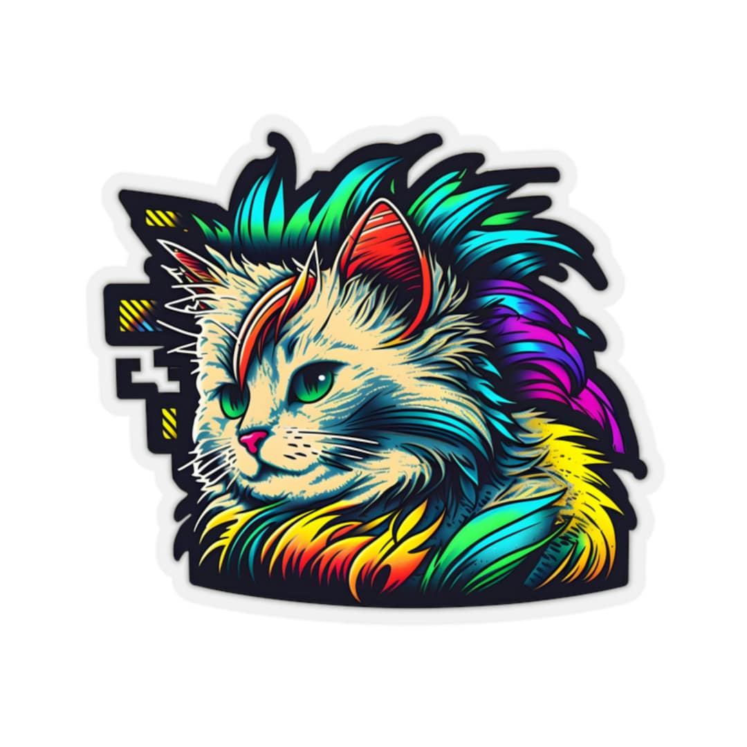 80's Cat Stickers HQ6 Retro Kitty Cat Cartoon Gift - Etsy