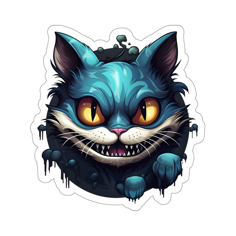 Spooky Halloween Kitty Cat Sticker: Creepy Vinyl Decal - Etsy