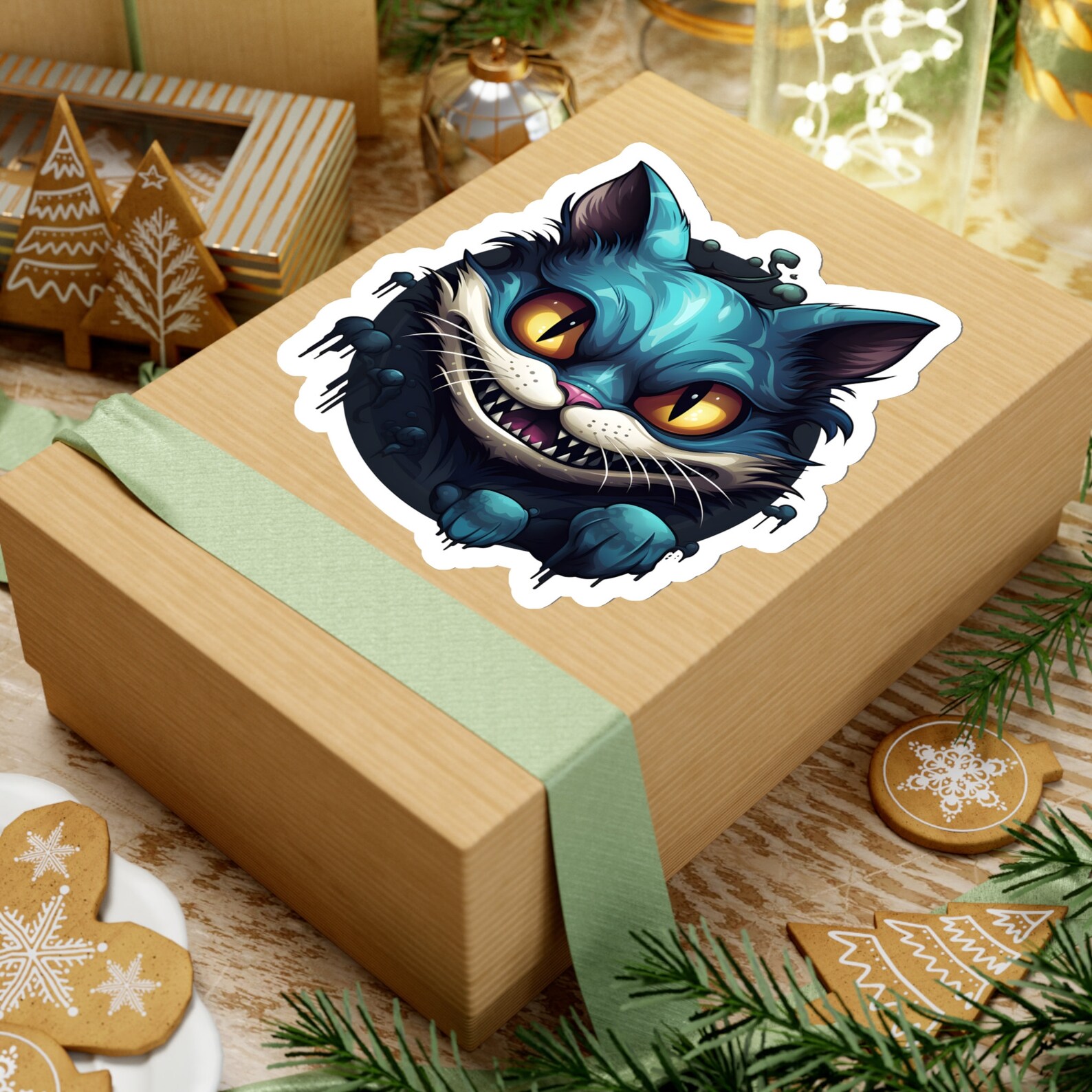 Spooky Halloween Kitty Cat Sticker: Creepy Vinyl Decal - Etsy
