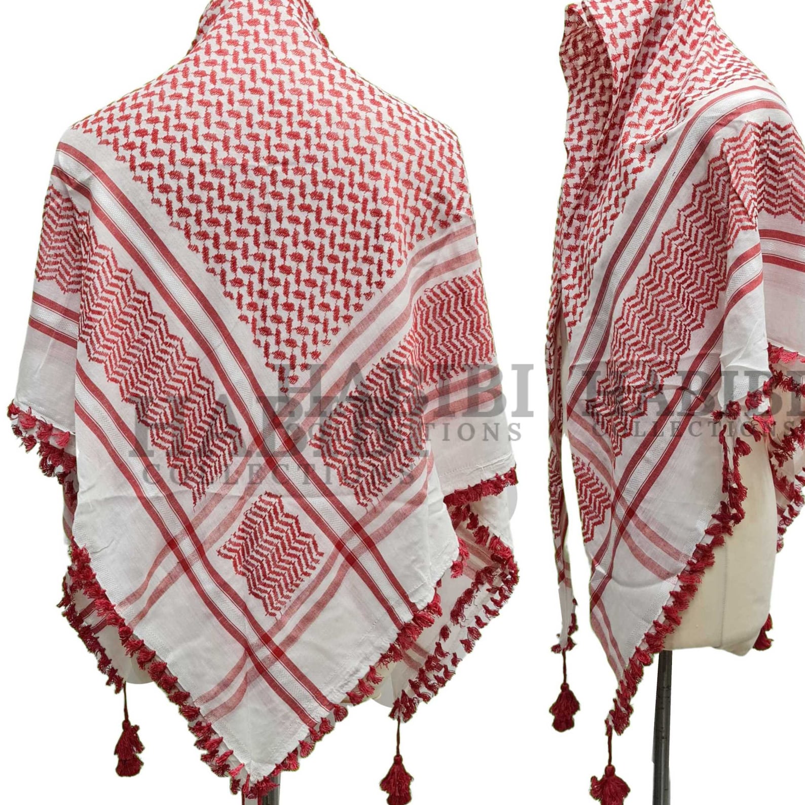 Red/white Shemagh Arab Head Scarf Wrap Arafat Keffiyeh - Etsy Canada