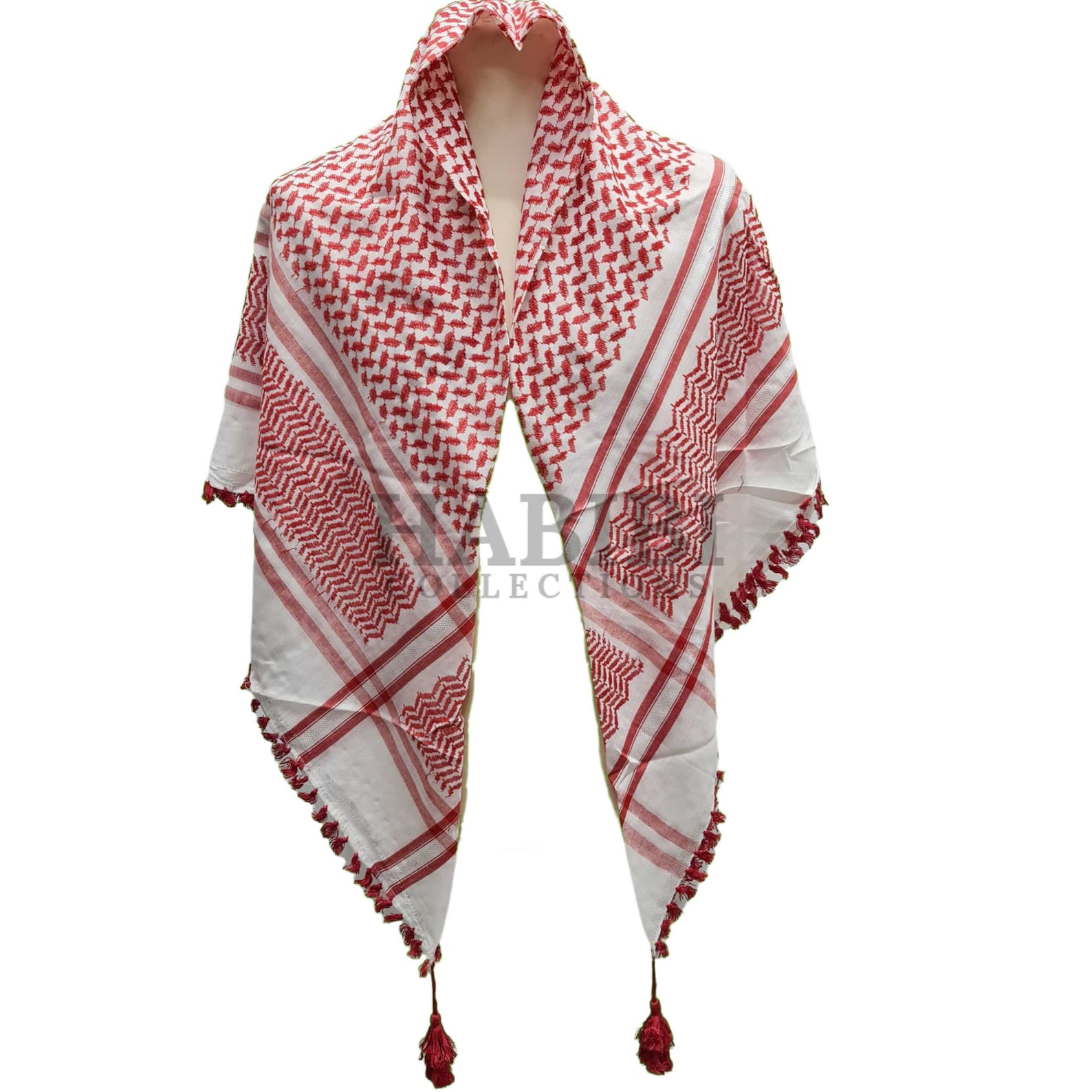 Red/white Shemagh Arab Head Scarf Wrap Arafat Keffiyeh - Etsy Canada