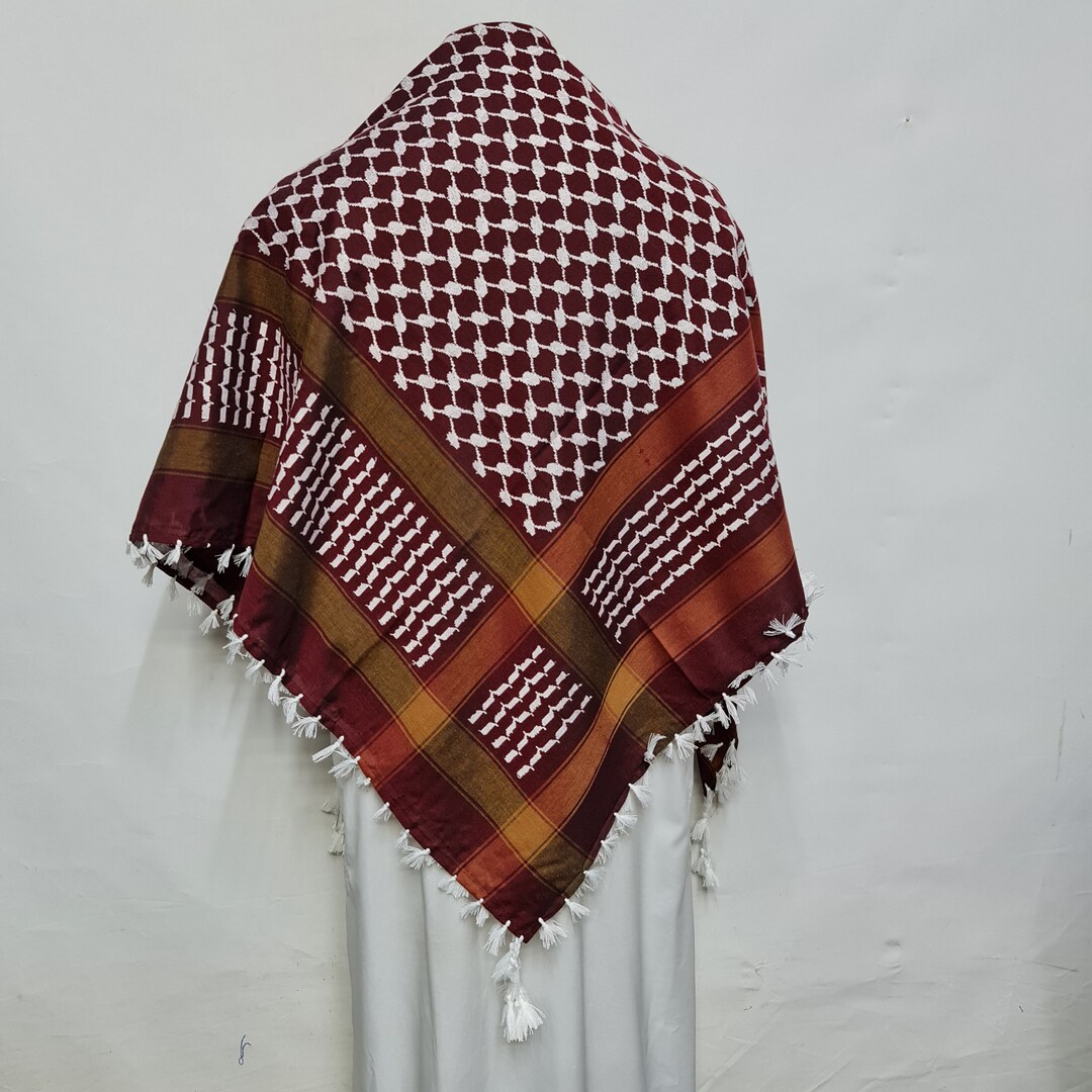 Shemagh Arab Head Scarf Wrap Arafat Keffiyeh Yashmagh Burgundy ...