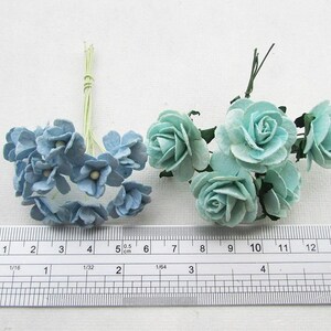 60 Pcs Mini Paper Flower Roses Green Tone Mulberry Paper Flowers 20mm ...