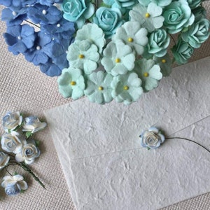 60 Pcs Mini Paper Flower Roses Green Tone Mulberry Paper Flowers 20mm ...