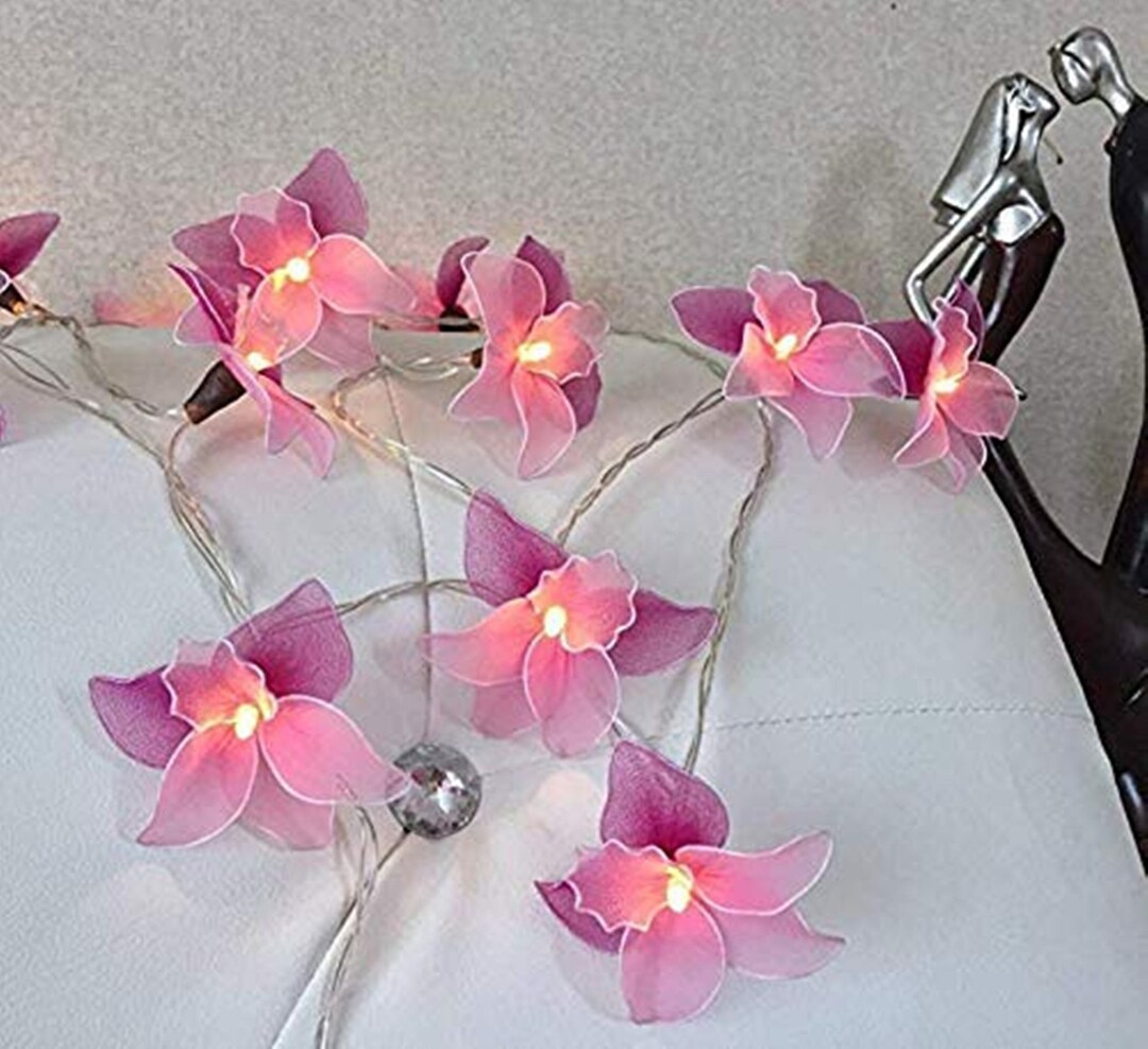 20 Pink String Lights Orchid Flower Fairy Lights Bedroom Home Decor ...