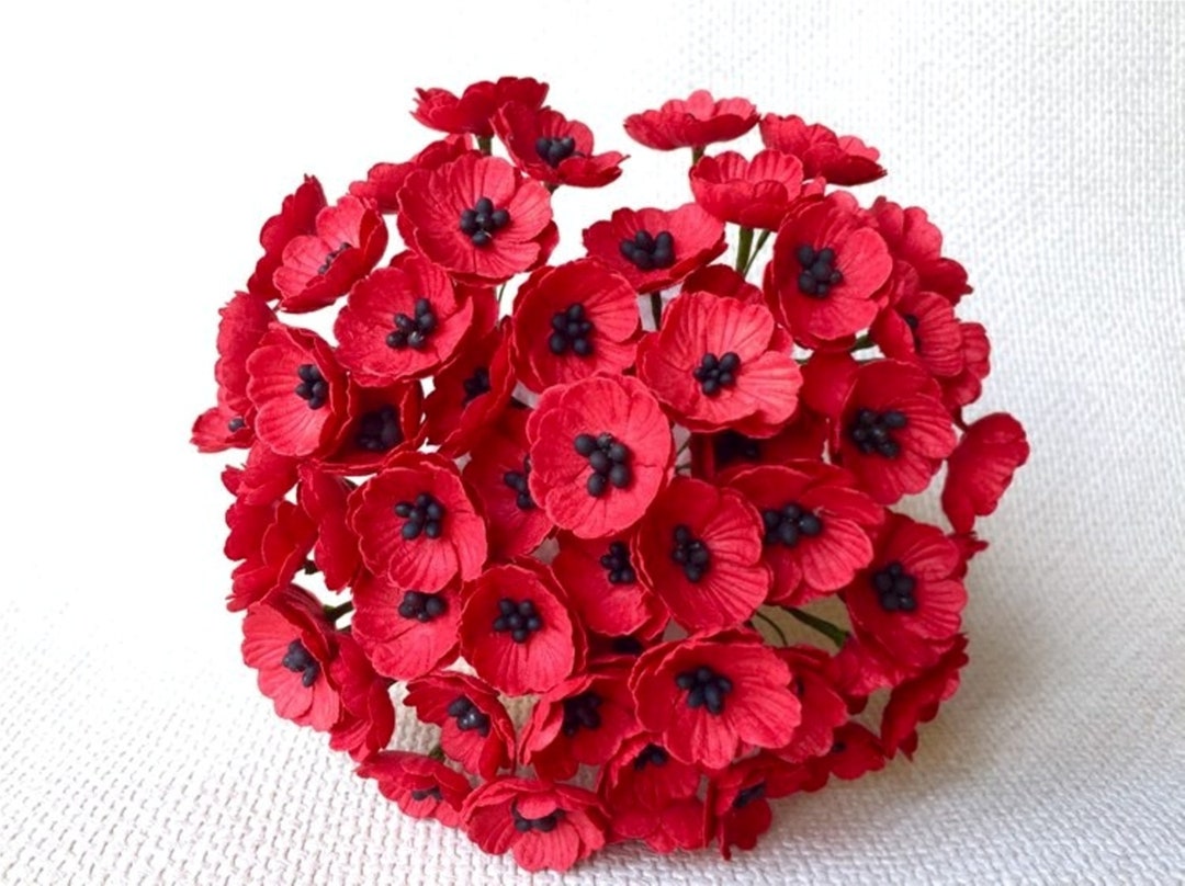 500 Pcs Poppy Flower Red Color Mulberry Paper Flower 30mm Wedding ...