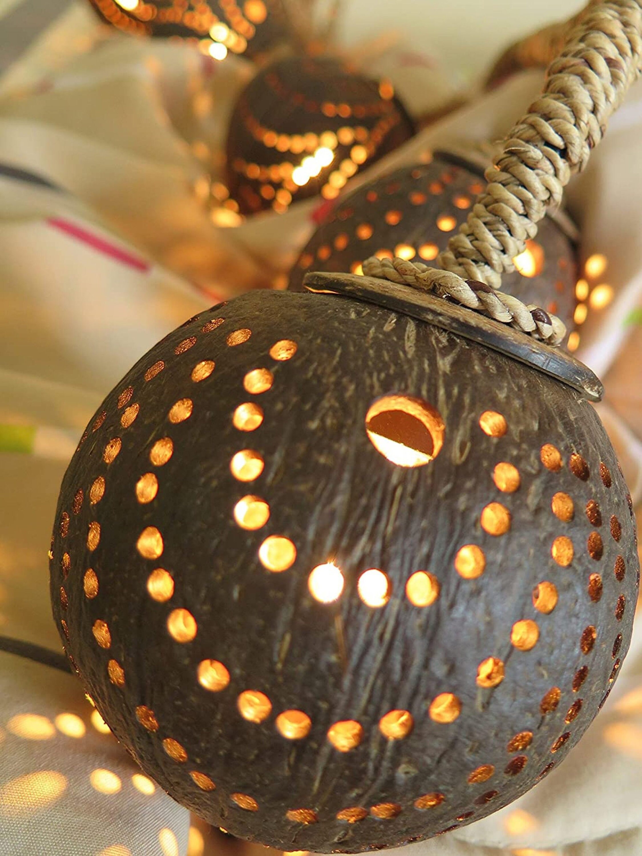 10 Balls Hanging Lamp Made of Coconut Shell Bedroom Lamp Light - Etsy ...