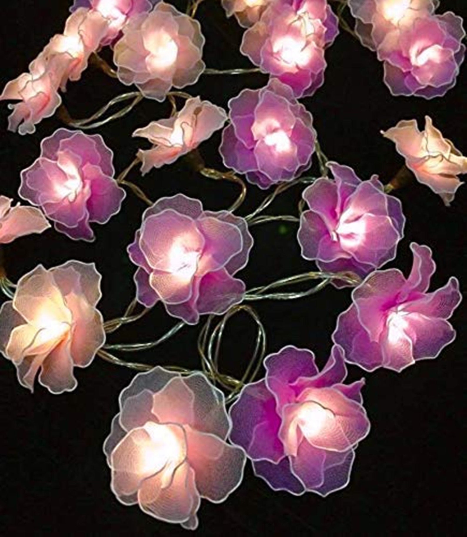 20 Pink String Lights Carnation Flower Fairy Lights Bedroom - Etsy