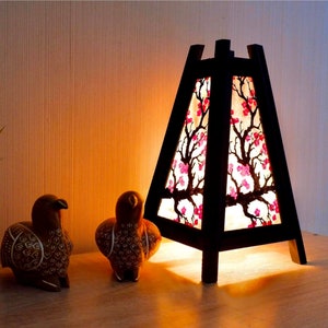 Japanese Lamp, Cherry Blossom Red Sakura Lamp, Japanese Style Lamp, Zen ...