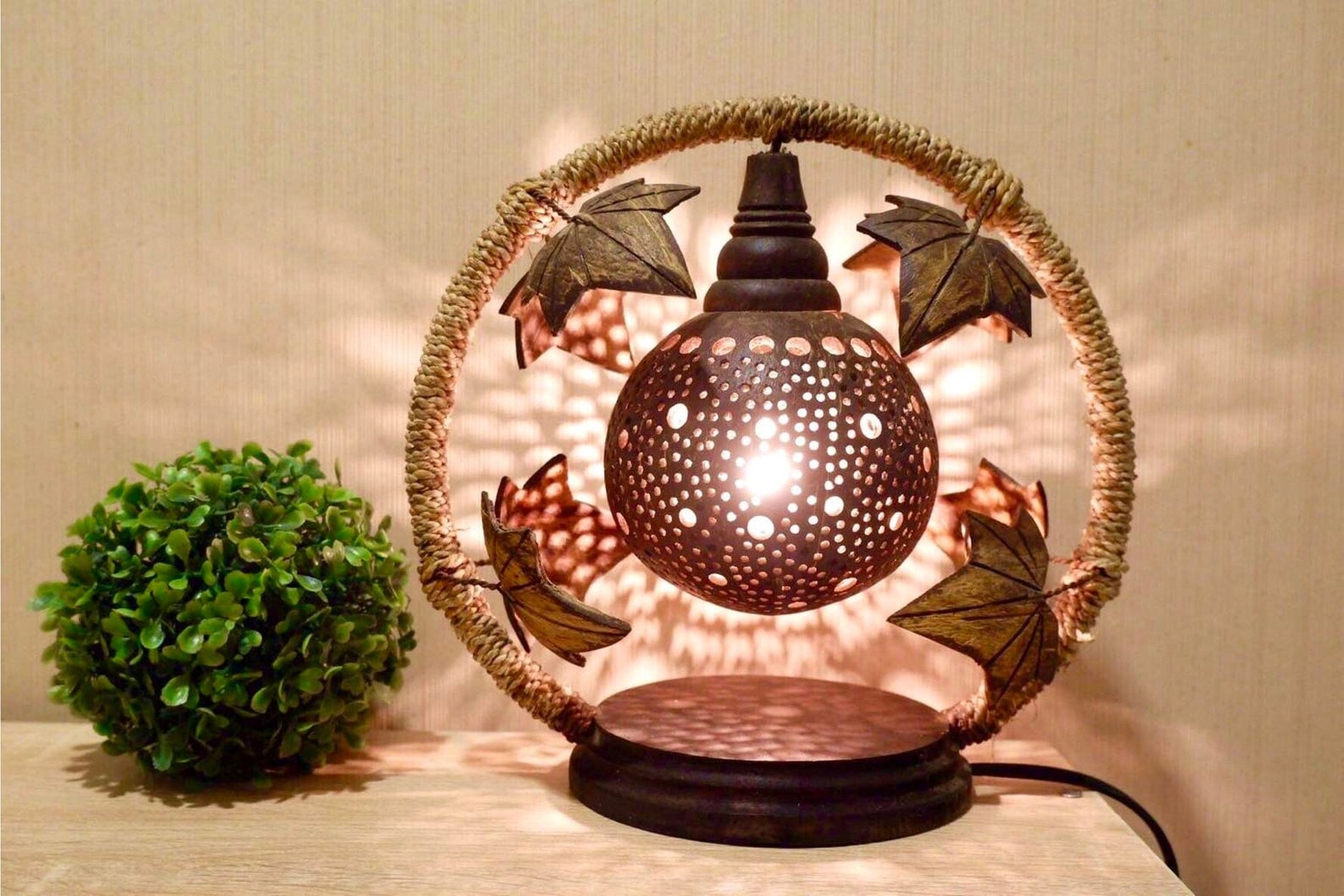 1 Balls Coconut Lamp Made of Coconut Shell for Bedroom Lamp - Etsy