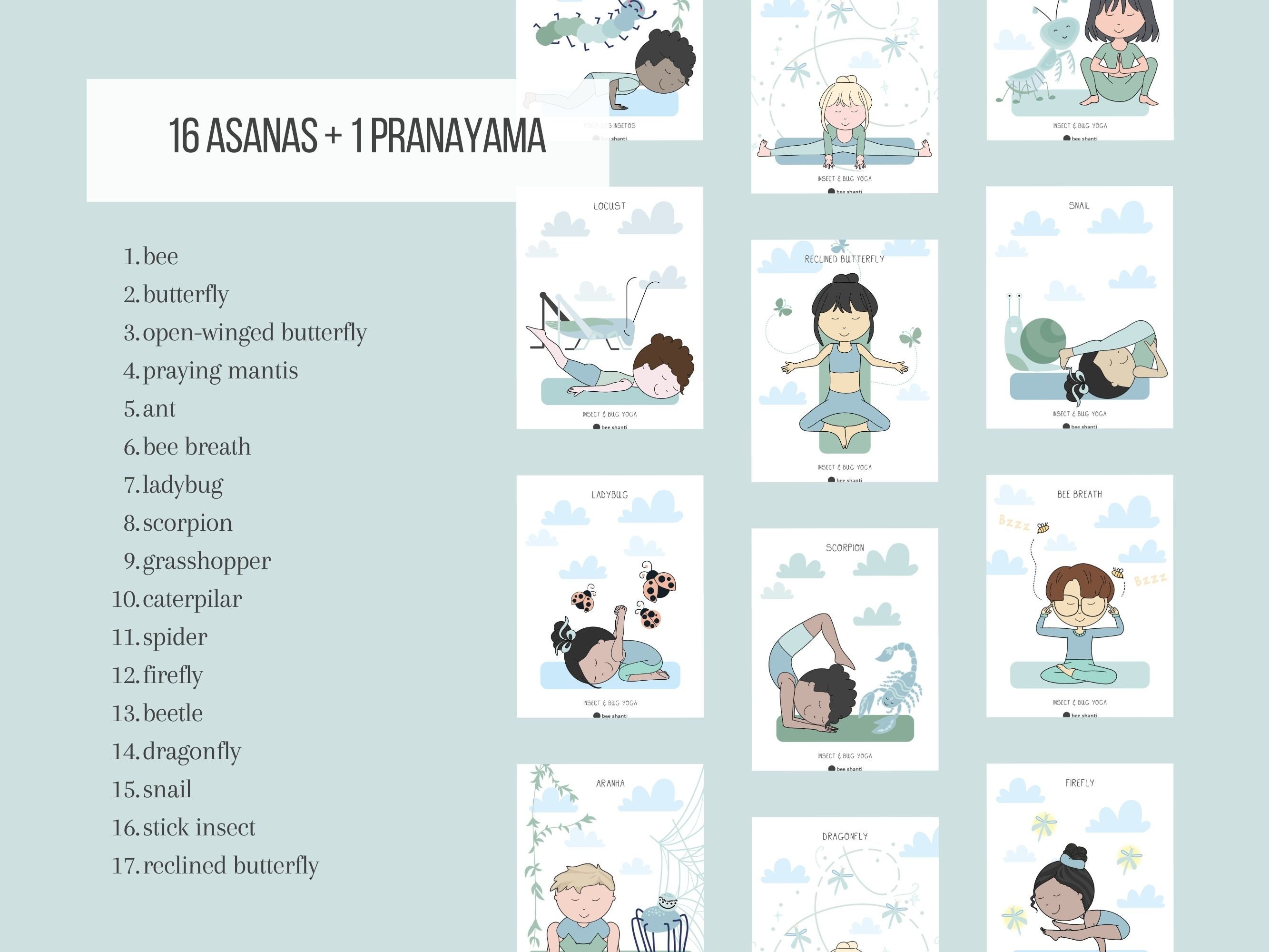 Insect & Bug Yoga Cards for Kids - 16 Asanas + 1 Pranayama | INSTANT ...