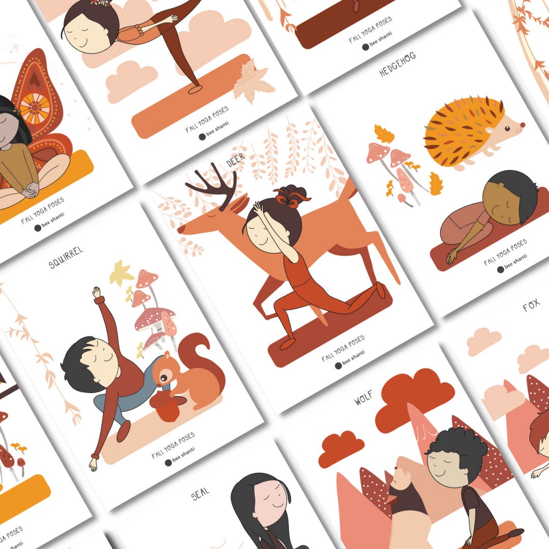 14 Printable Fall Yoga Cards, Autumn Themed | Back to School | INSTANT ...
