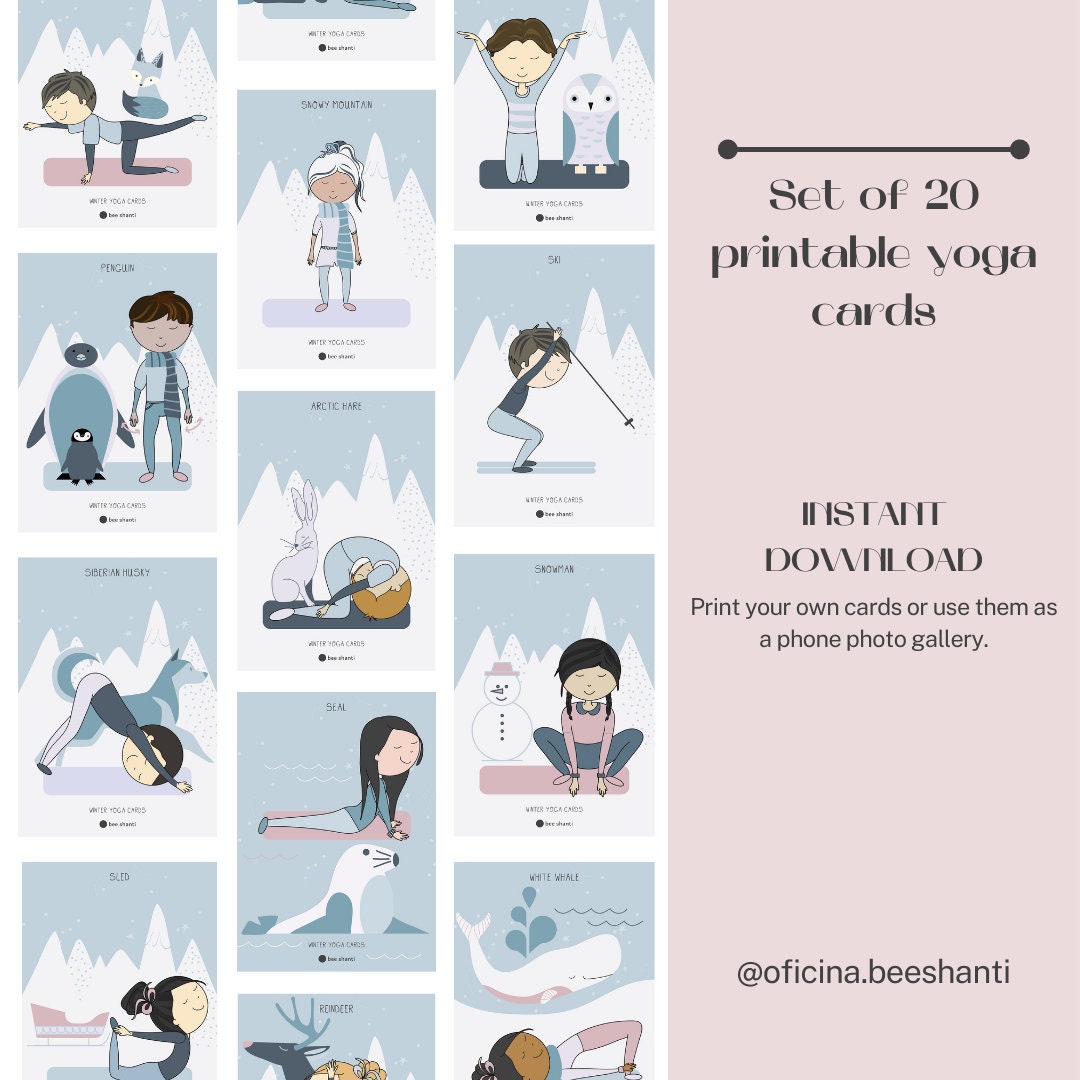Printable Winter Yoga Cards for Kids - 20 Asanas With Animals and Other ...