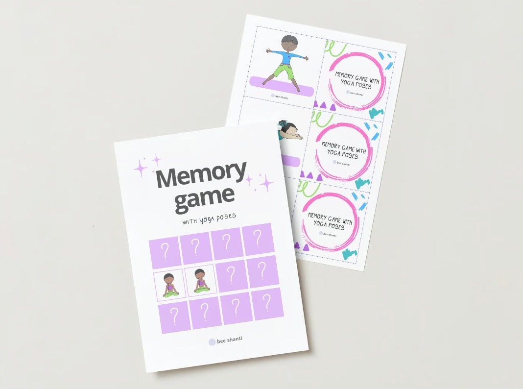 Memory Game With Yoga Poses for Kids of All Ages | Activity for a Party ...