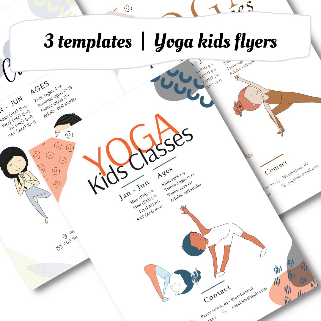 3 DIY Printable Yoga Kids Flyers | Back to School | Customize and ...