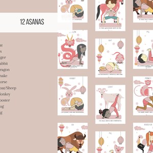 Printable Chinese New Year Yoga Cards for Kids - 12 Asanas With Animals ...