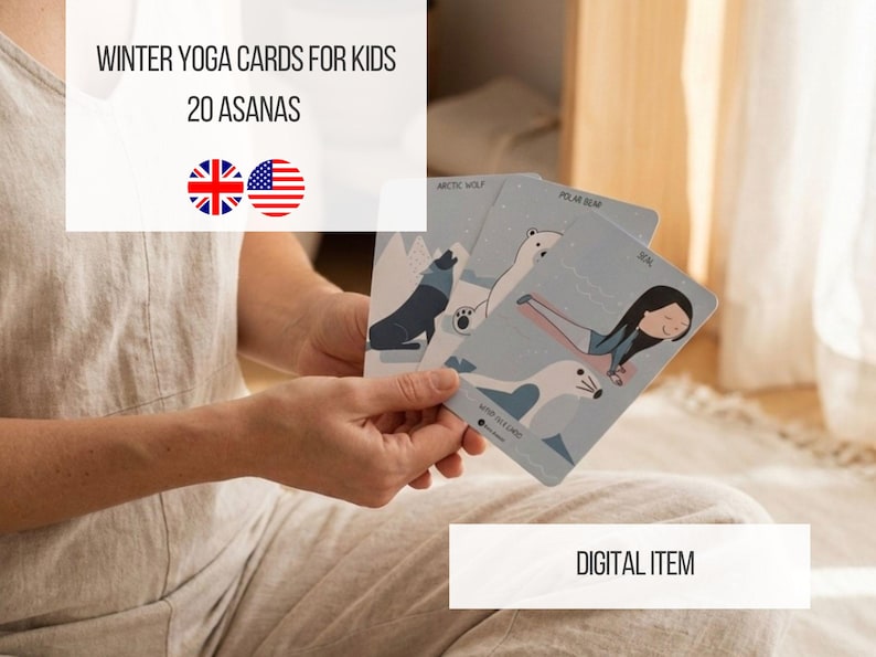 Printable Winter Yoga Cards for Kids - 20 Asanas With Animals and Other ...