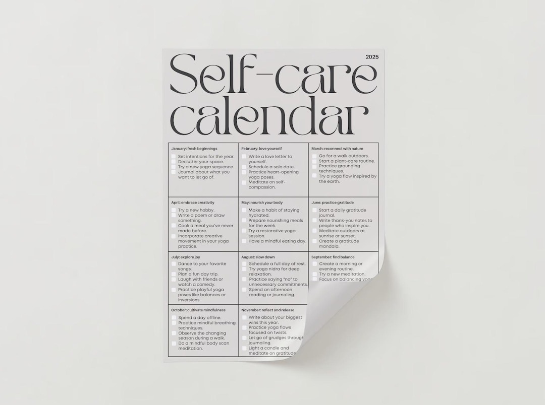 Yearly Self-care Calendar - Etsy