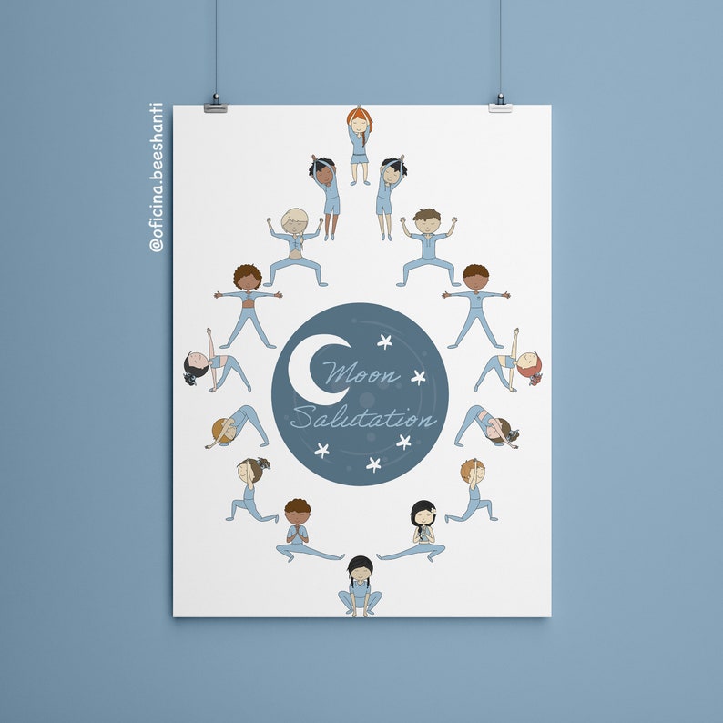 Kids Moon Salutation Poster – Routine Yoga for Children (printable ...