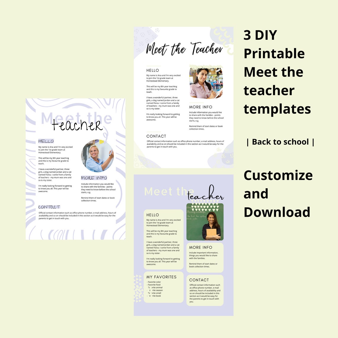 3 DIY Printable Meet the Teacher Templates Back to School - Etsy
