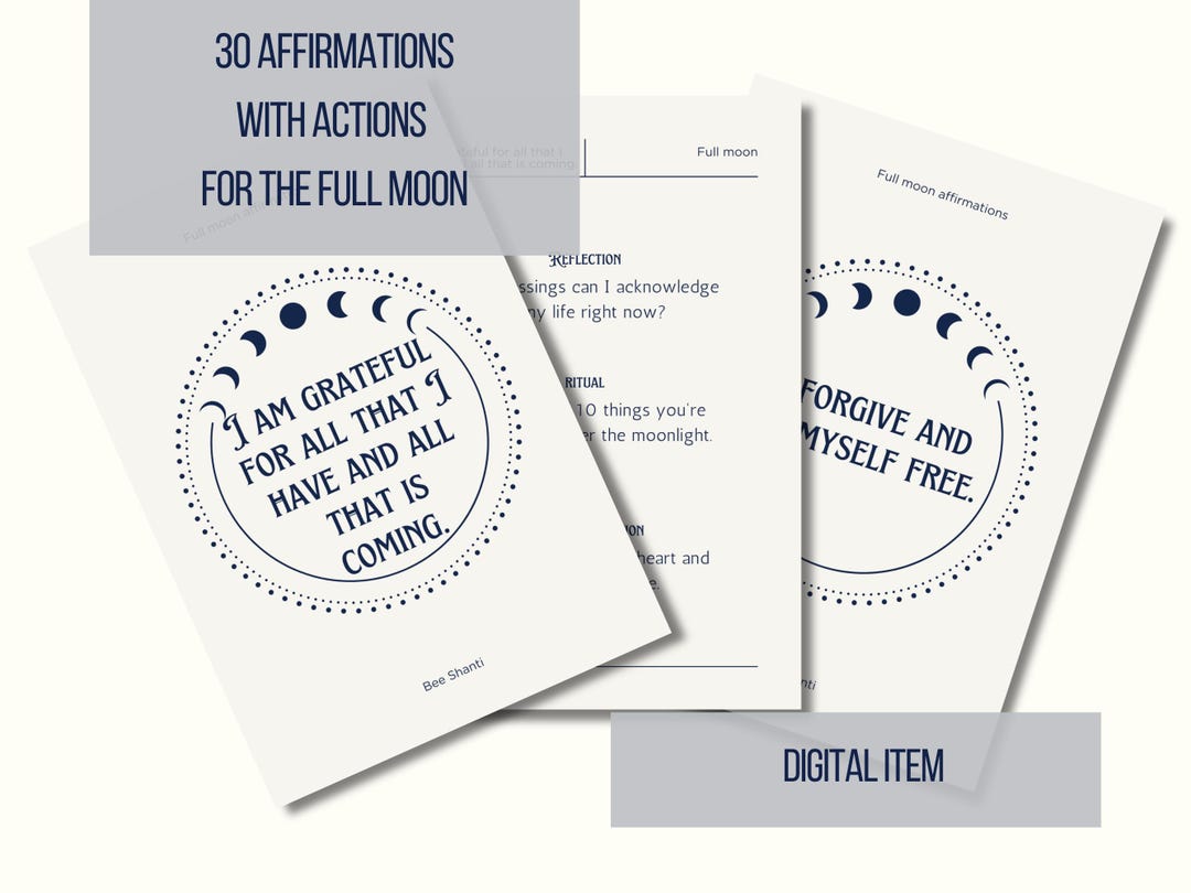 Full Moon Affirmation Cards | Digital Printable Self-care Deck | Lunar ...