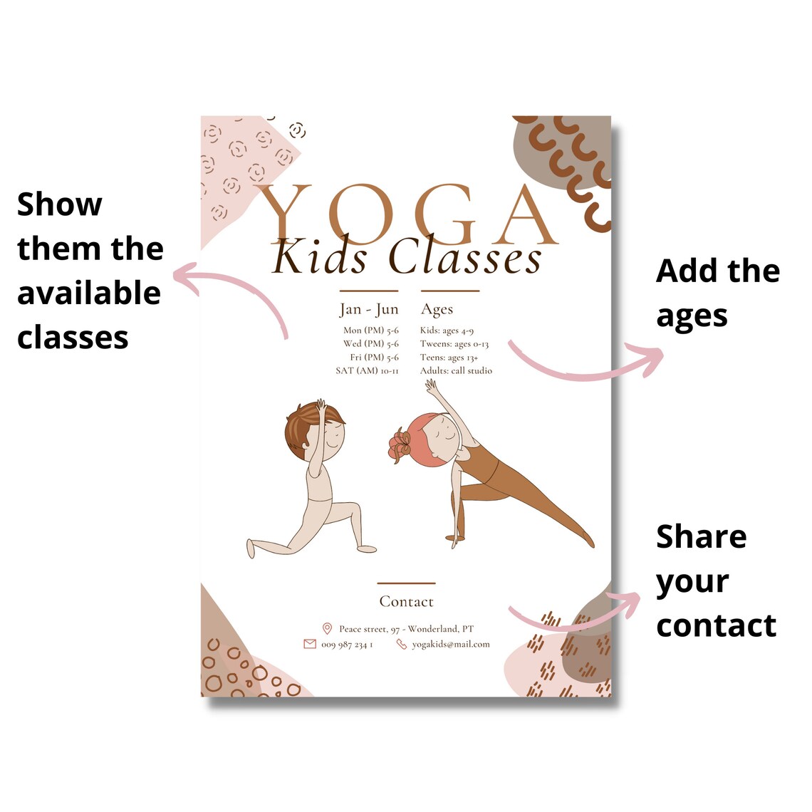 3 DIY Printable Yoga Kids Flyers | Back to School | Customize and ...
