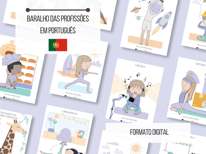 30 Cartas Com Posturas - Yoga Das Profissões | Em Português | Yoga Kids ...