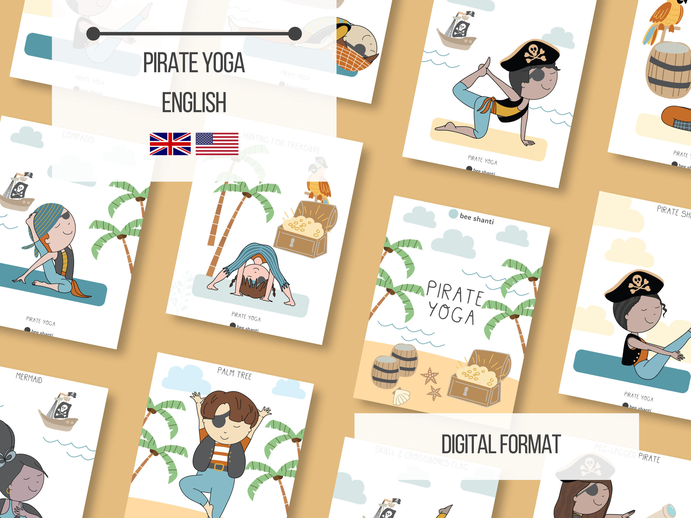 Printable Pirates Yoga Cards for Kids - 16 Cards Pirate-themed Asanas ...
