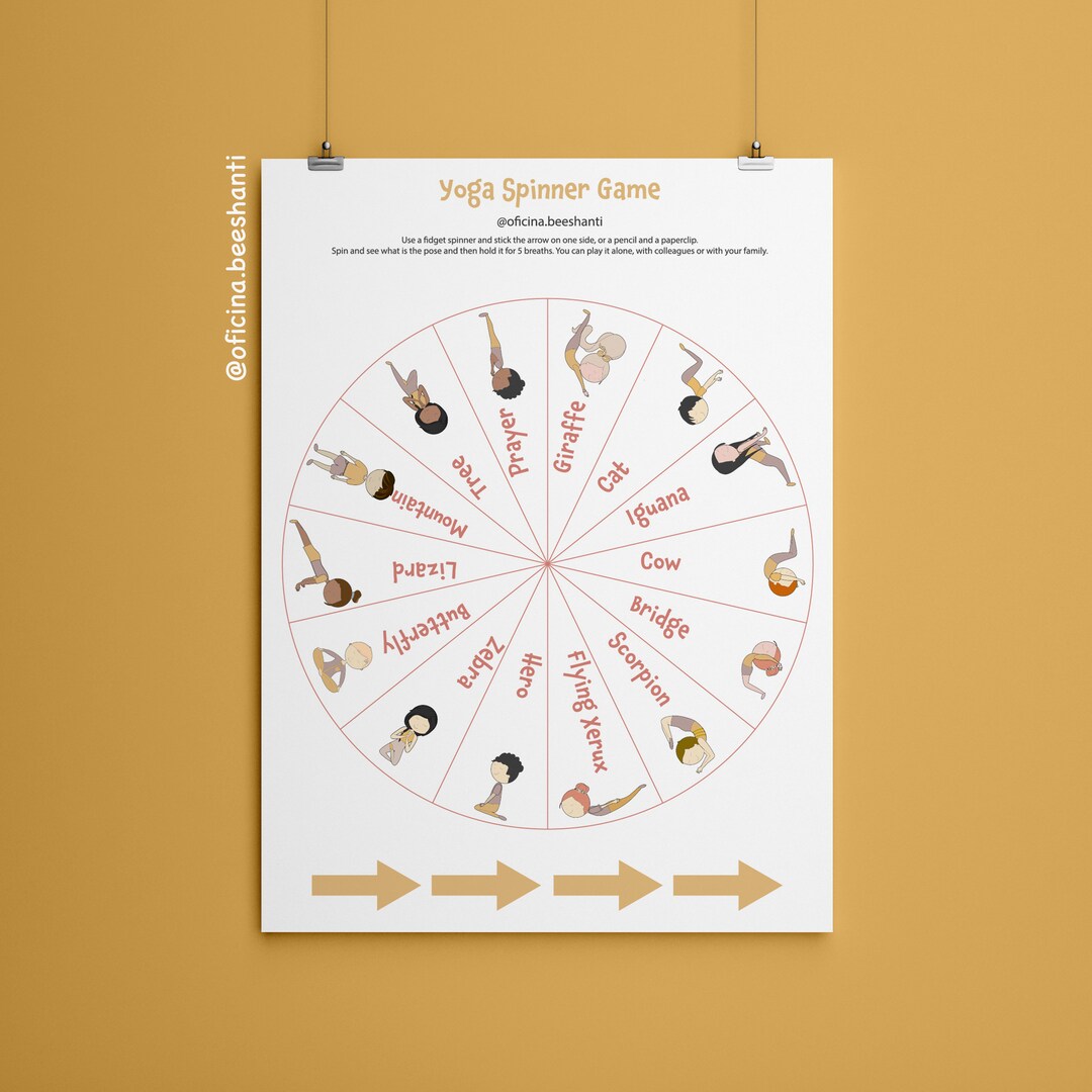Printable Yoga Spinner Game, Asanas Exercises, Yoga Poses, Mindful ...