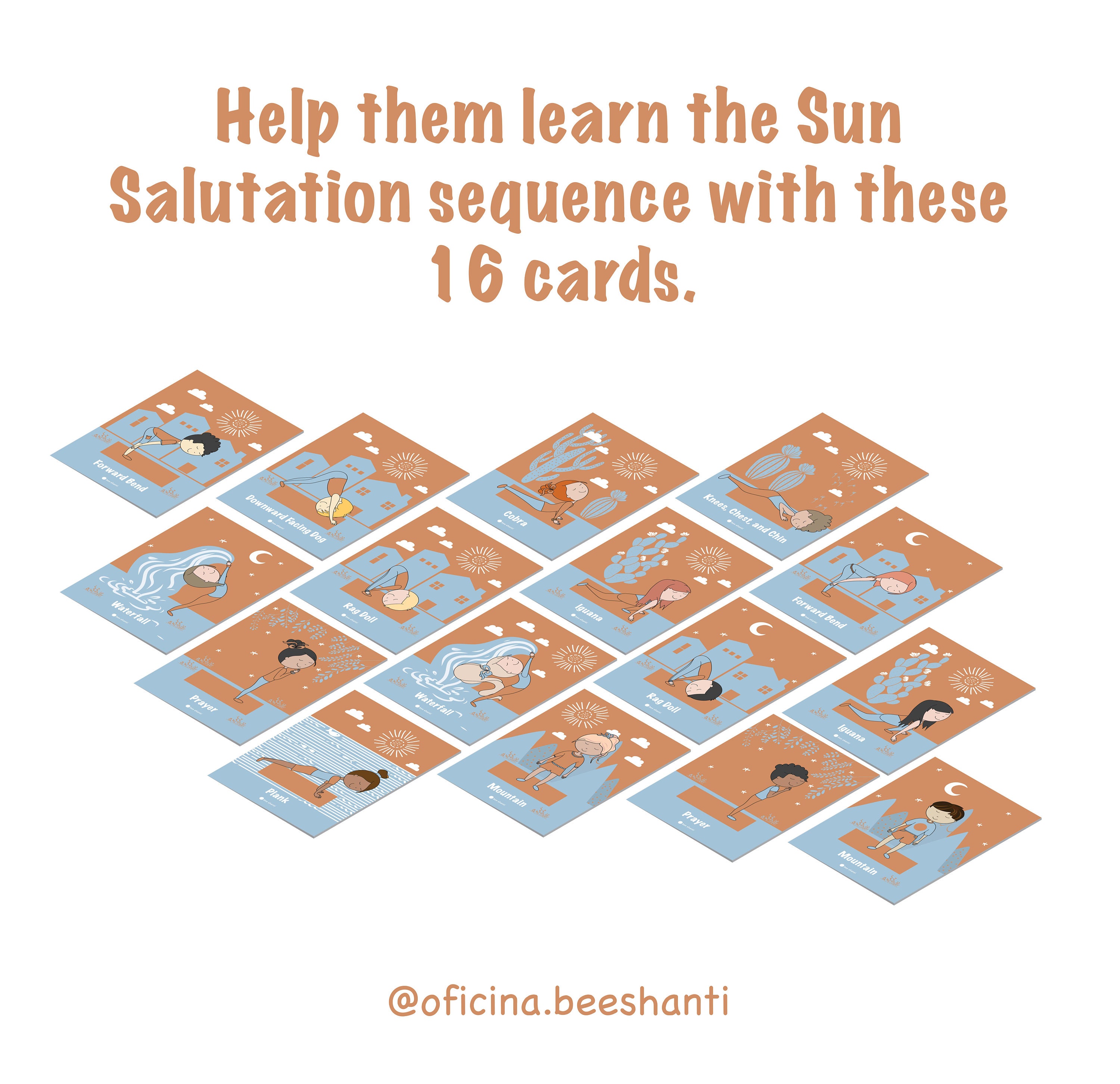 Sun Salutation Yoga Cards, 16 Cards With the Sunsalutation Postures for ...