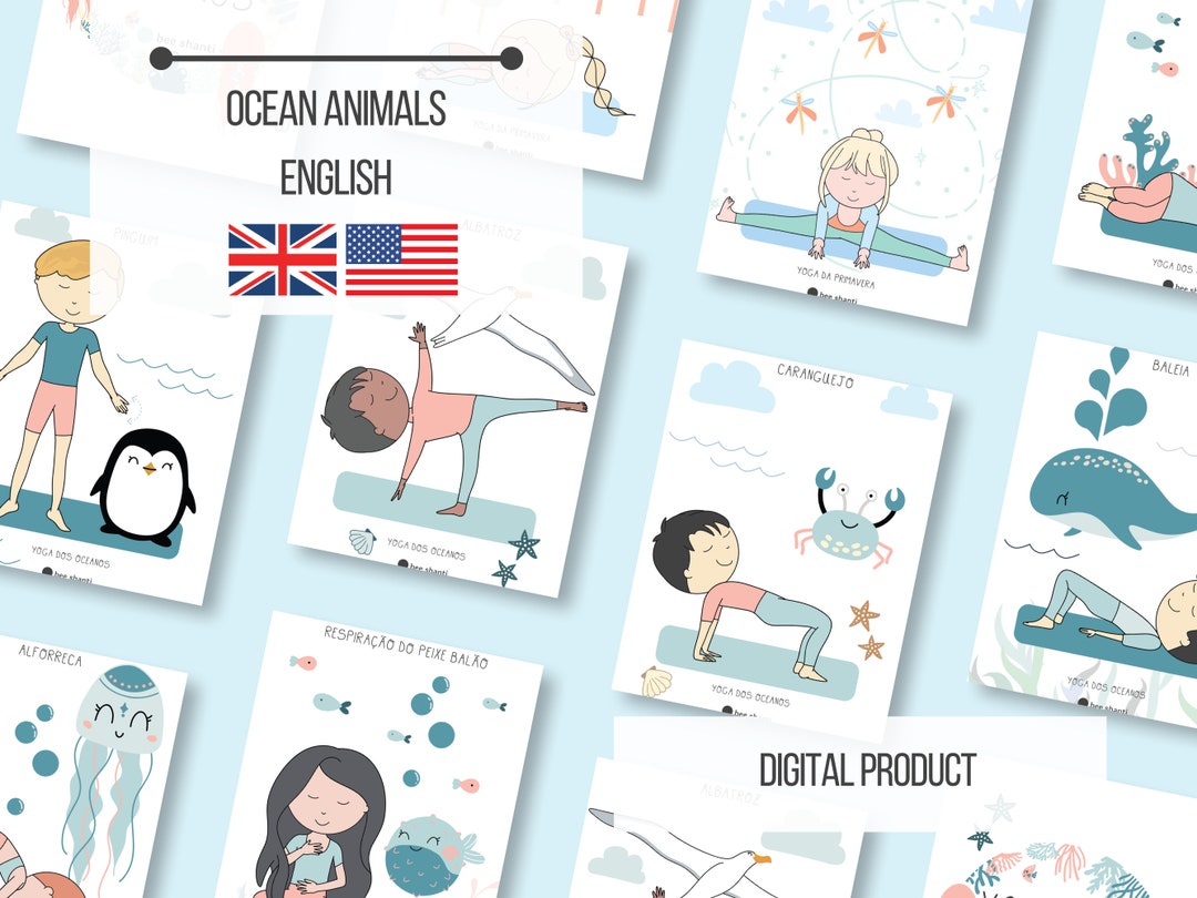 Printable Ocean Animals Yoga Cards for Kids - 17 Cards With Animals ...