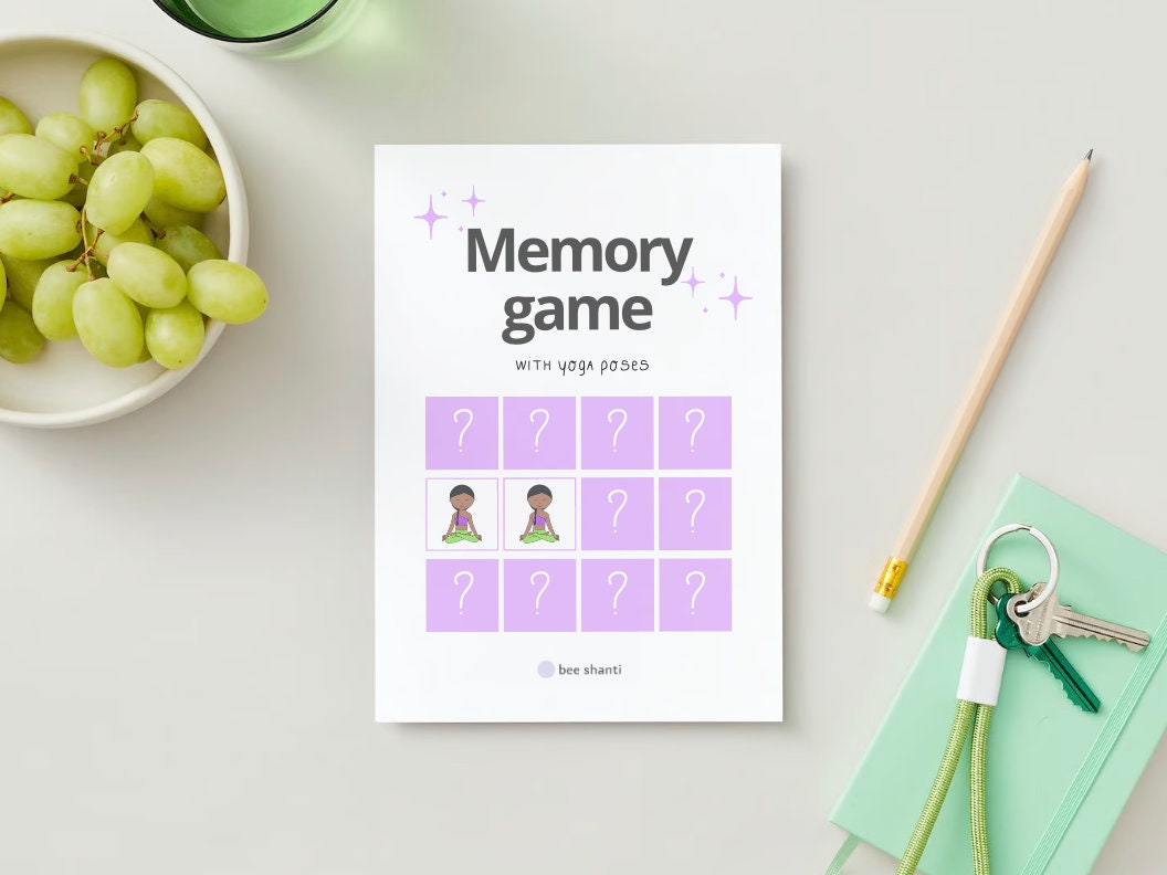 Memory Game With Yoga Poses for Kids of All Ages | Activity for a Party ...
