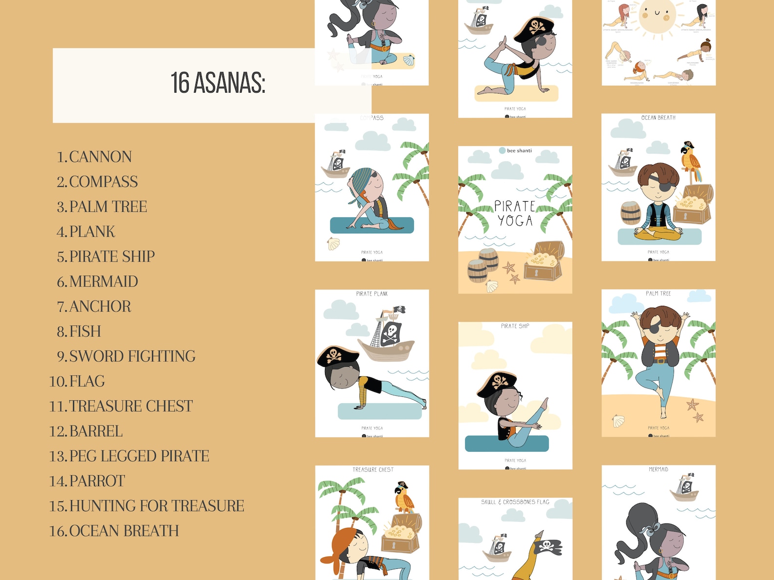 Printable Pirates Yoga Cards for Kids - 16 Cards Pirate-themed Asanas ...