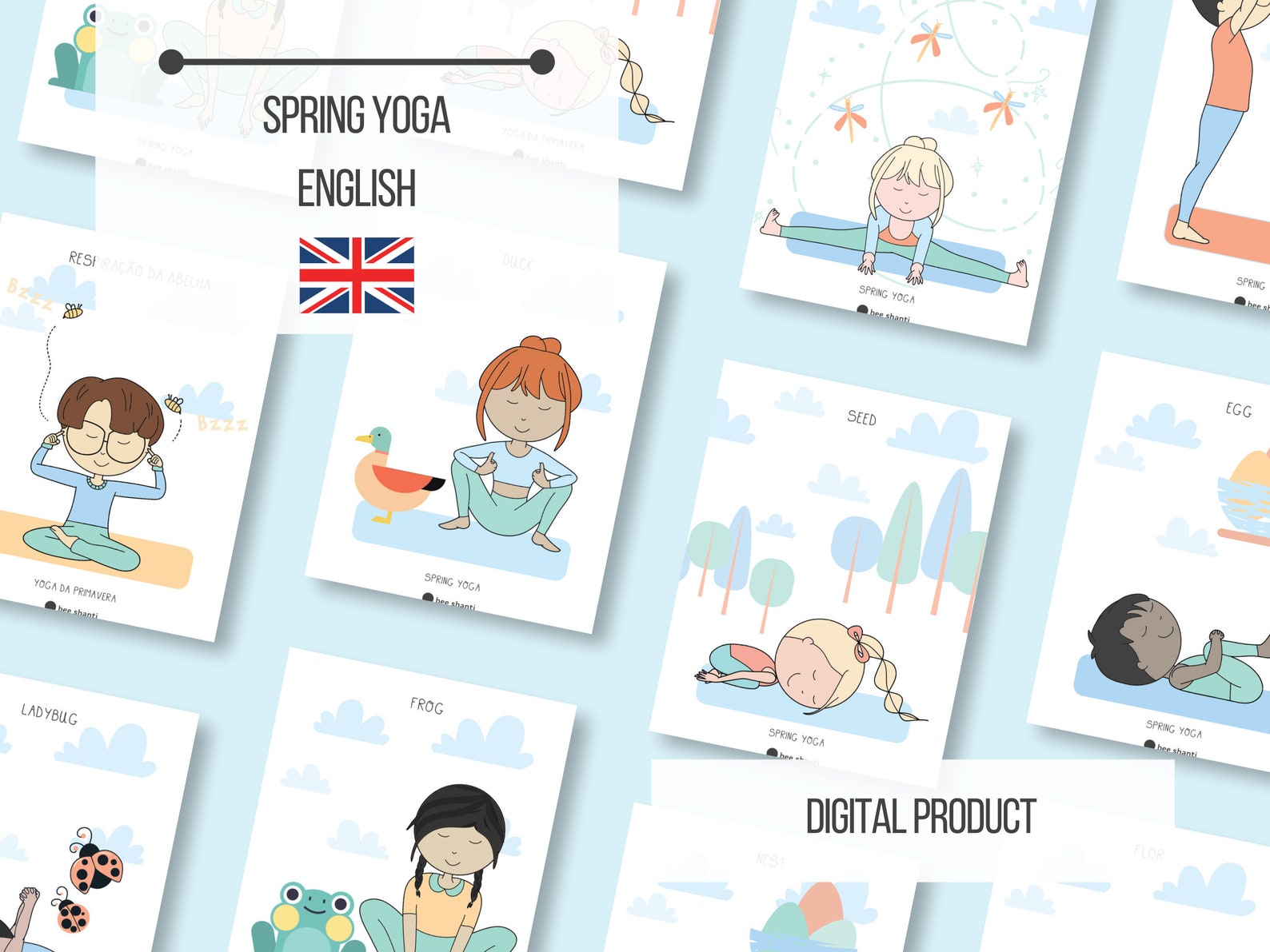 Printable Spring Yoga Cards for Kids - 18 Asanas With Animals and Other ...