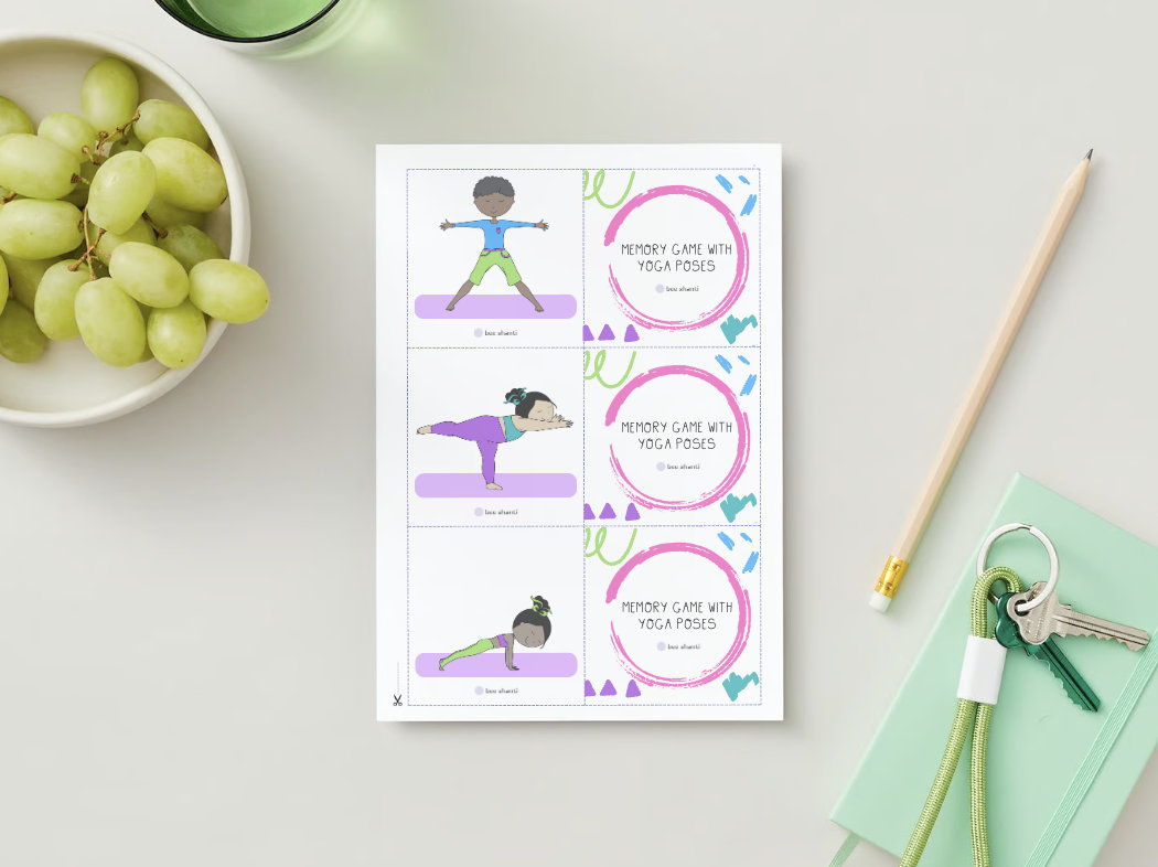 Memory Game With Yoga Poses for Kids of All Ages | Activity for a Party, Printable Game for ...