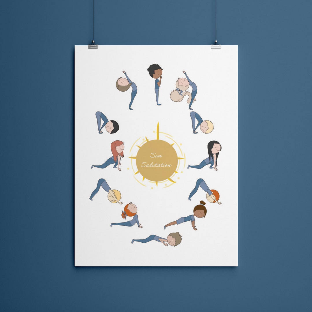 Kids Printable Sun Salutation Asana Poster, Yoga Art Print Instant ...