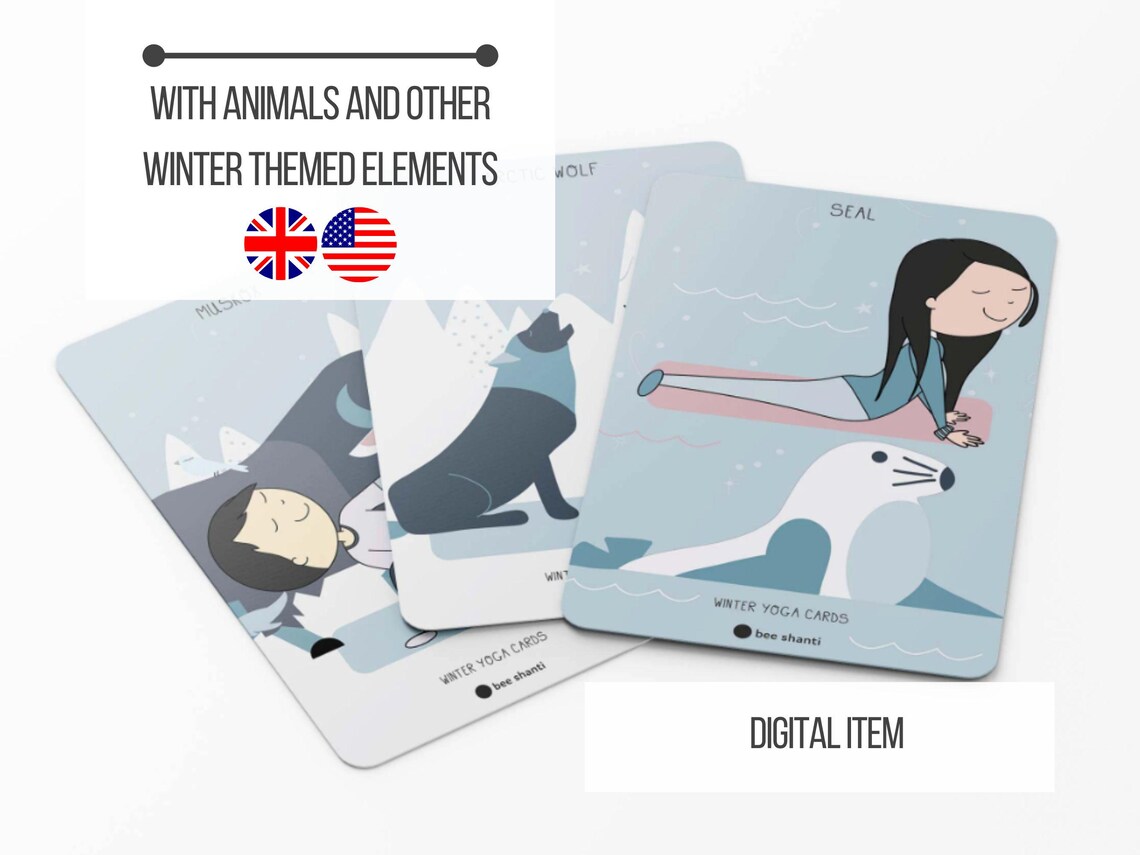 Printable Winter Yoga Cards for Kids - 20 Asanas With Animals and Other ...