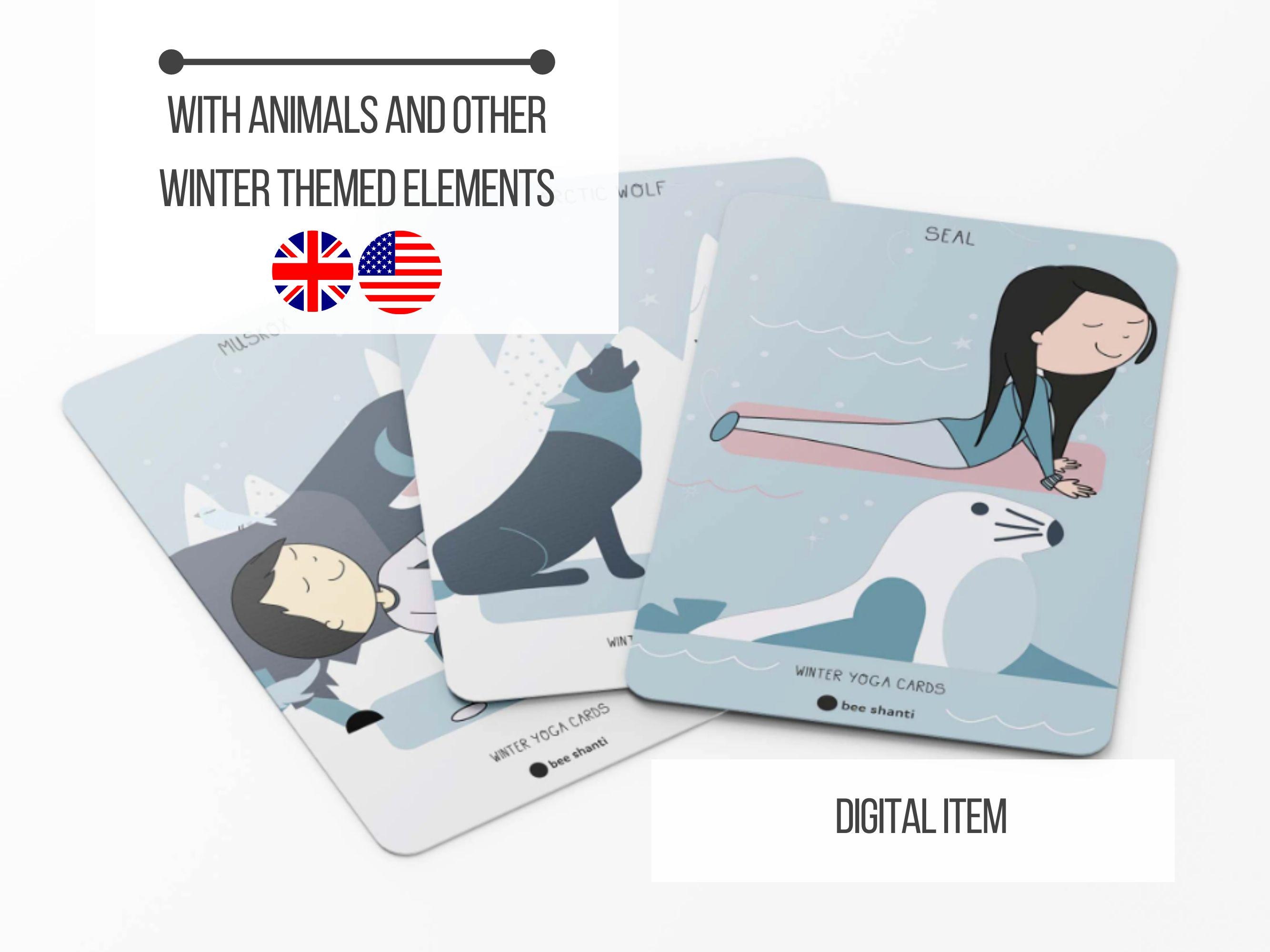Printable Winter Yoga Cards for Kids - 20 Asanas With Animals and Other ...