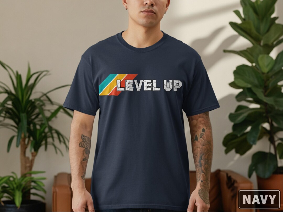 Level up Retro Gaming Shirt - Vintage Gamer Level-up Tee, Cute Arcade ...