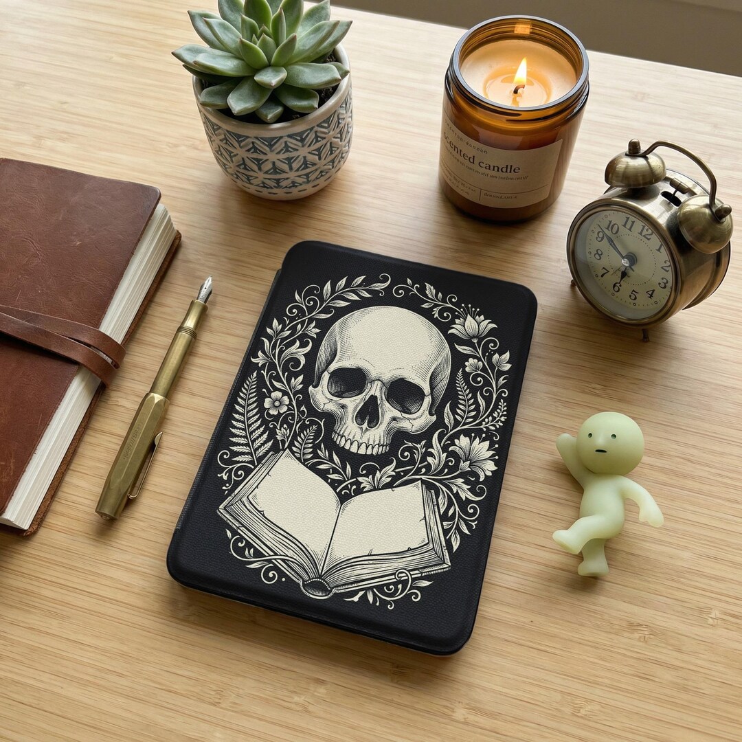 Skull Open Book Floral E-reader Cover for 2024/2025 New Kindle ...