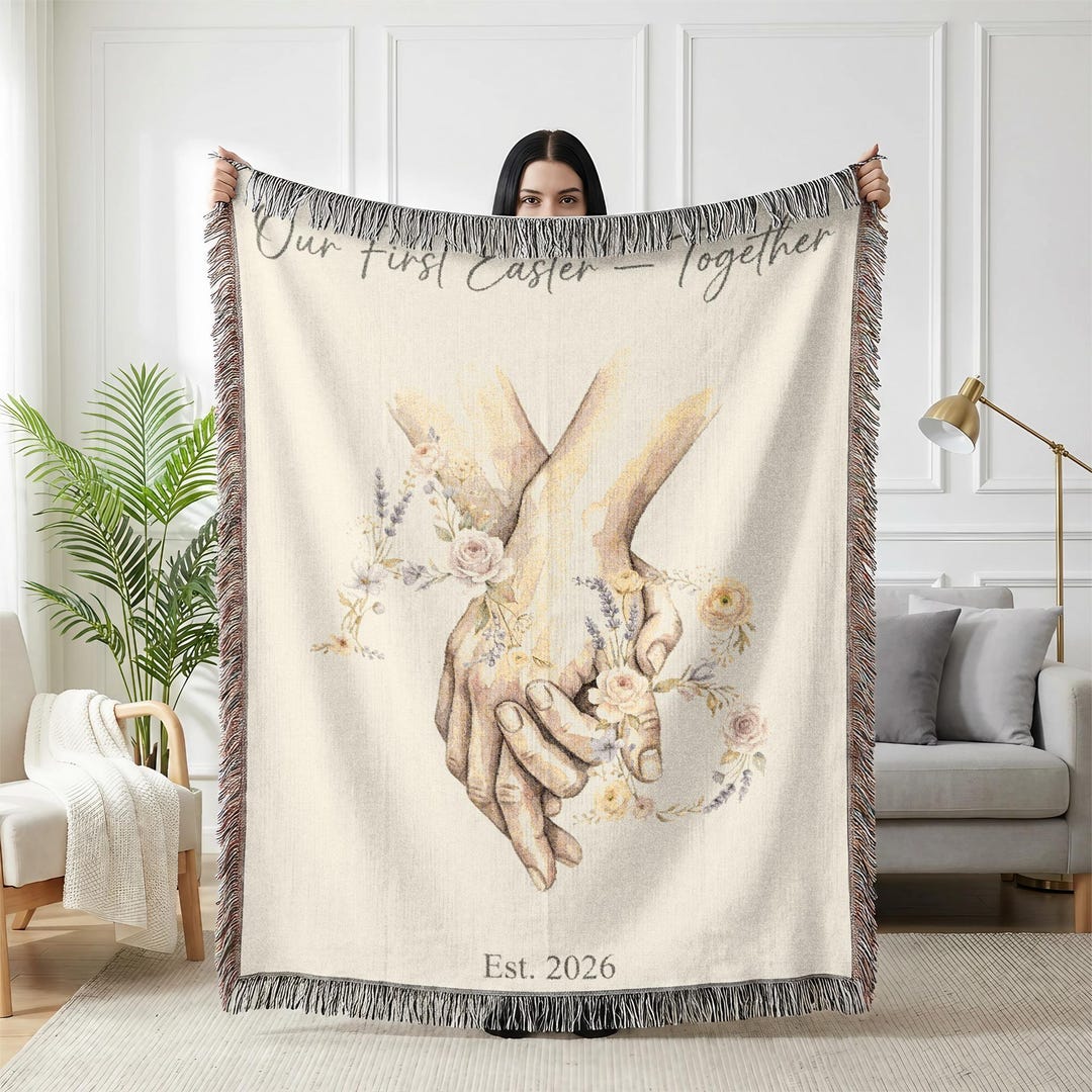 Our First Milestone Together, Easter Woven Blanket, Customizable Photo ...