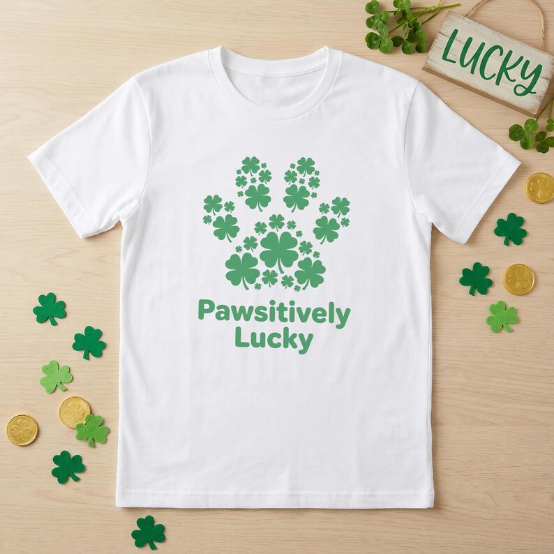 Comfort Colors® Pawsitively Lucky T-shirt: St Patricks Day Clover Dog ...