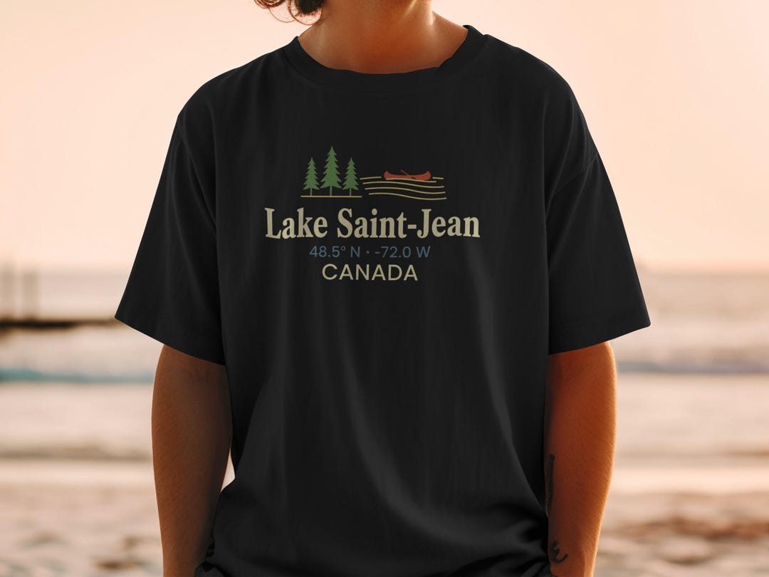 Lake Saint Jean Coordinates T-shirt Canada Retro Lake Tee Vintage ...