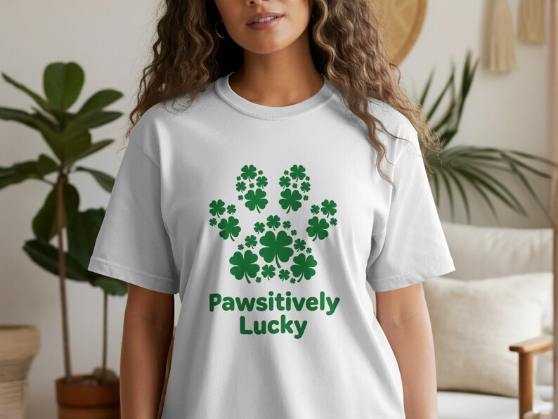 Comfort Colors® Pawsitively Lucky T-shirt: St Patricks Day Clover Dog ...