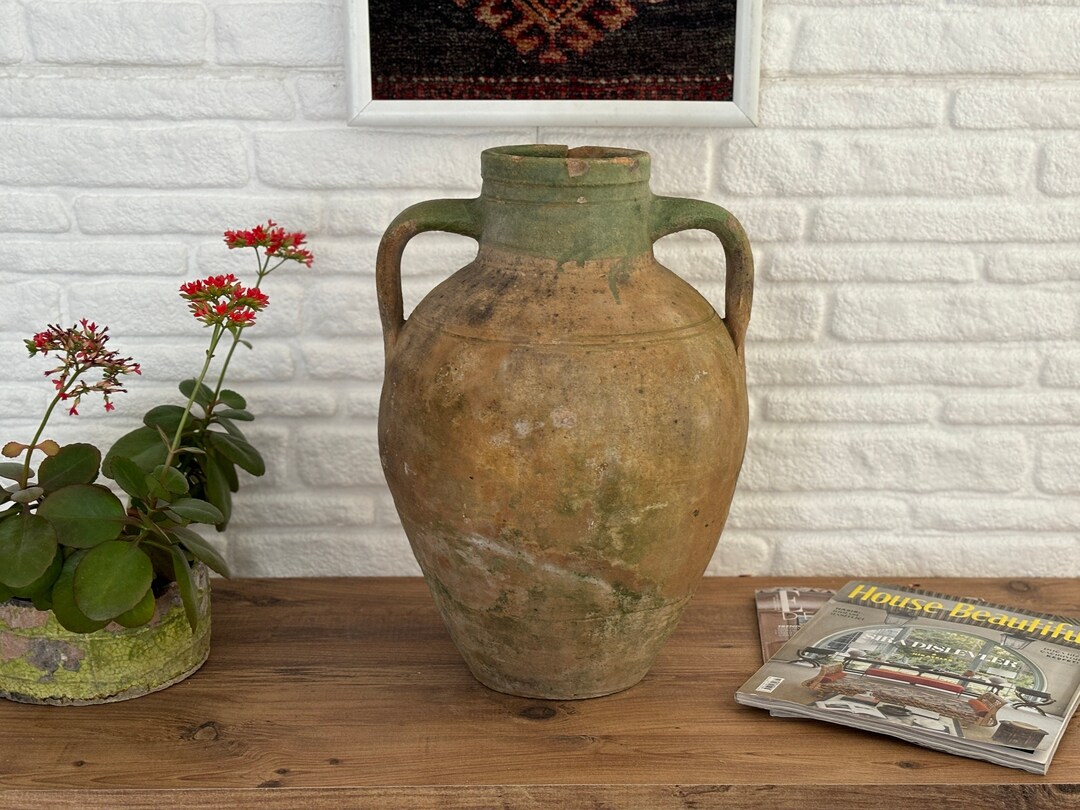 Turkish Pottery, Antique Vessel Primitive Clay Pot Wabi-sabi Décor ...