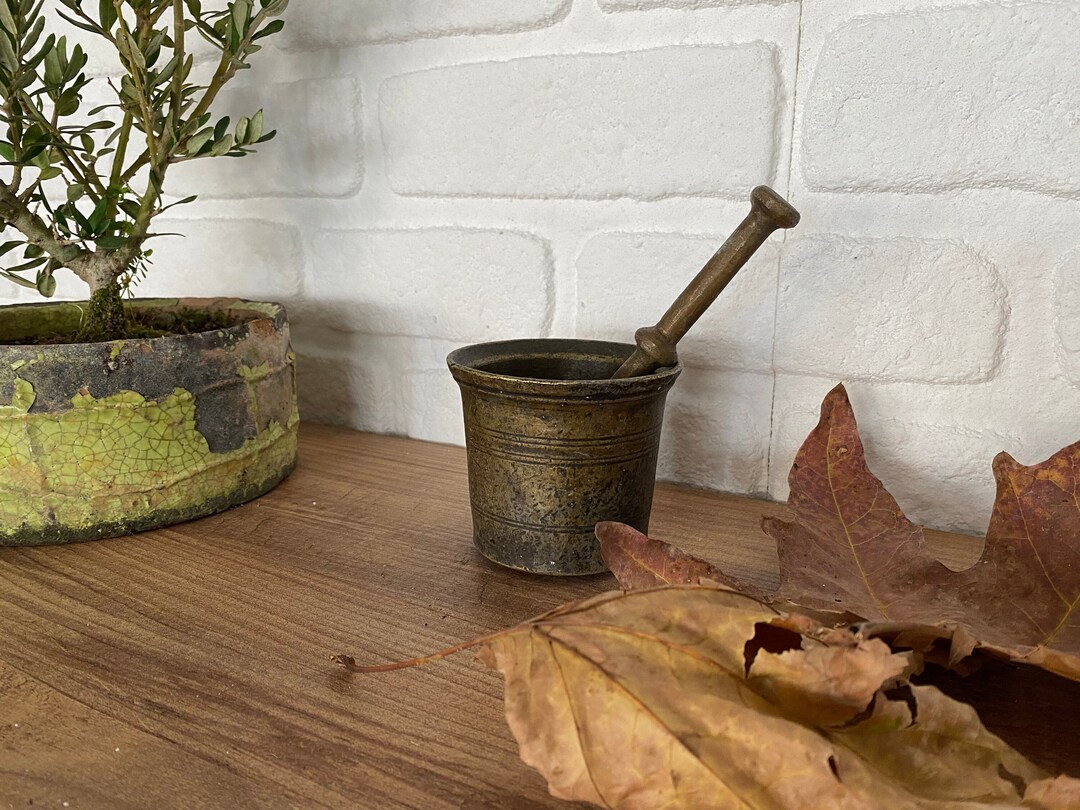 Copper Mortar and Pestle, Large Heavy Solid Mortar, Vintage Kitchen ...