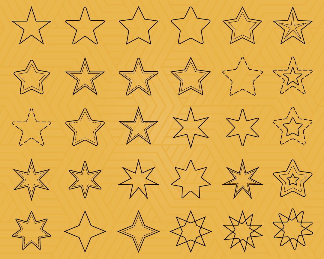 30 Vector Stars Cut File Clip Art Star Shapes SVG DXF PNG - Etsy